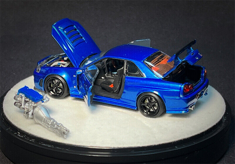 PGM × One model 1:64 R34 Z Tune 1 Engine Included Metallic Blue Luxury ...